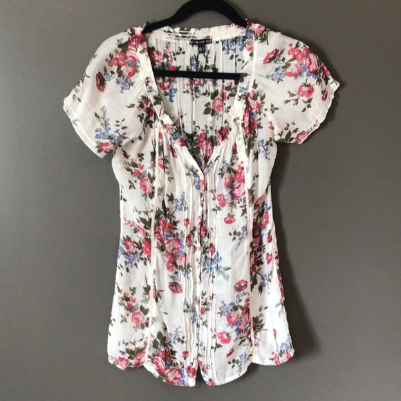 FANG | Tops | Fang Floral Button Up Vneck Blouse | Poshmark